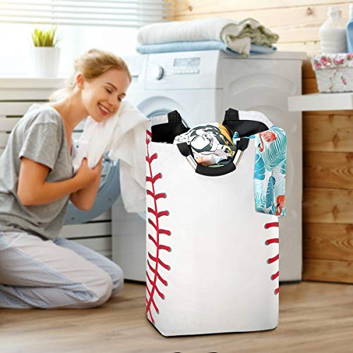 Collapsible Laundry Basket Baseball Sport Theme Laundry Hamper Large Cloth Hamper Laundry Organizer Holder with Handle