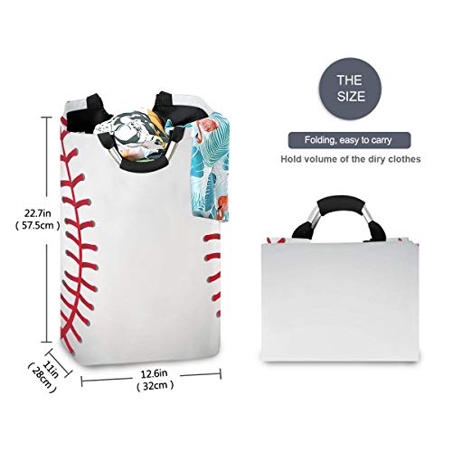 Collapsible Laundry Basket Baseball Sport Theme Laundry Hamper Large Cloth Hamper Laundry Organizer Holder with Handle