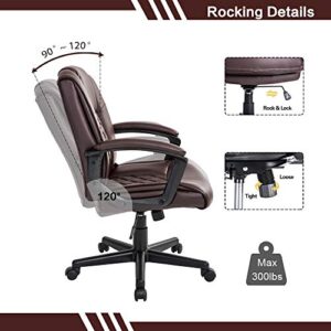 Qulomvs Ergonomic Office Desk Chair with Wheels Back Support Computer Executive Task Chair with Arms 360 Swivel (Brown)