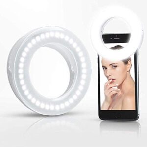 xinbaohong selfie ring light rechargeable portable clip-on selfie fill light with 40 led for smart phone photography, camera video, girl makes up