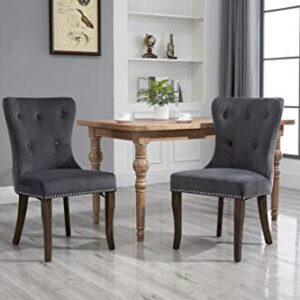 Harper&Bright Designs Set of 2 Victorian Dining Chair Upholstered Accent Chair with Upgraded Size 18.7'' x 19.7'' x 36.4 '' (Grey)