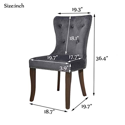 Harper&Bright Designs Set of 2 Victorian Dining Chair Upholstered Accent Chair with Upgraded Size 18.7'' x 19.7'' x 36.4 '' (Grey)