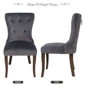 Harper&Bright Designs Set of 2 Victorian Dining Chair Upholstered Accent Chair with Upgraded Size 18.7'' x 19.7'' x 36.4 '' (Grey)