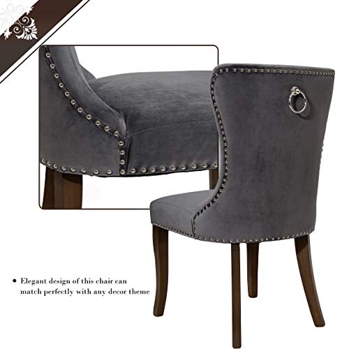 Harper&Bright Designs Set of 2 Victorian Dining Chair Upholstered Accent Chair with Upgraded Size 18.7'' x 19.7'' x 36.4 '' (Grey)