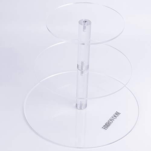 HMROVOOM Acrylic Cupcake Holder,Cupcake Tier Stands, Clear Acrylic Cupcake Stand,Cupcake Rack for Party Wedding Birthday 3 Tier Round(4.7 "Between 2 Layers)