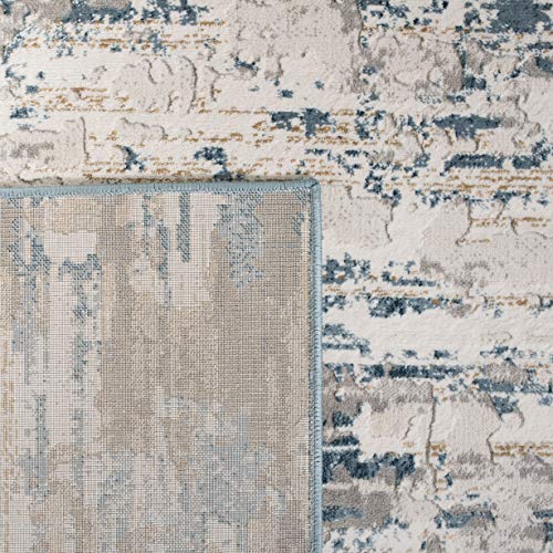 SAFAVIEH Vogue Collection 6'7" x 9' Cream / Teal VGE145A Modern Abstract Area Rug