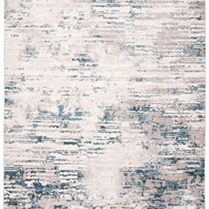 SAFAVIEH Vogue Collection 6'7" x 9' Cream / Teal VGE145A Modern Abstract Area Rug