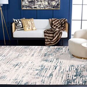 SAFAVIEH Vogue Collection 6'7" x 9' Cream / Teal VGE145A Modern Abstract Area Rug