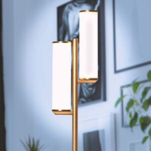 Brightech Gemini Floor Lamp, Dimmable Standing Lamp with Two Lights for Bedroom Reading, Modern Tall Tree Lamp for Offices, Mid-Century LED Lamp for Living Rooms, Great Living Room Decor - Gold/Brass