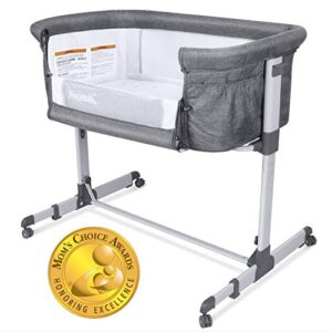 papablic 2-in-1 bonni baby bassinet & bedside sleeper, grey