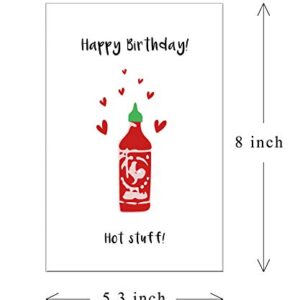 Maplelon Hot Stuff Happy Birthday Card, Funny Cute Bday Card for Husband Wife Boyfriend Girlfriend…