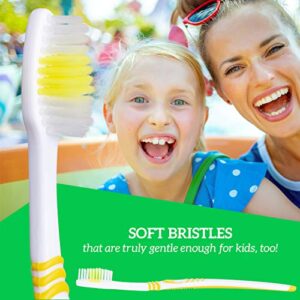 25 Bulk Toothbrushes | Individually Wrapped | Manual Disposable Travel Toothbrush Set for Adults or Kids | Made with a Medium-Soft Large Head | Multi-Color | Travel Toiletry Oral Set