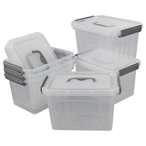 Lesbin 6-Pack Plastic Storage Box, 6 L Clear Storage Bins with Lid