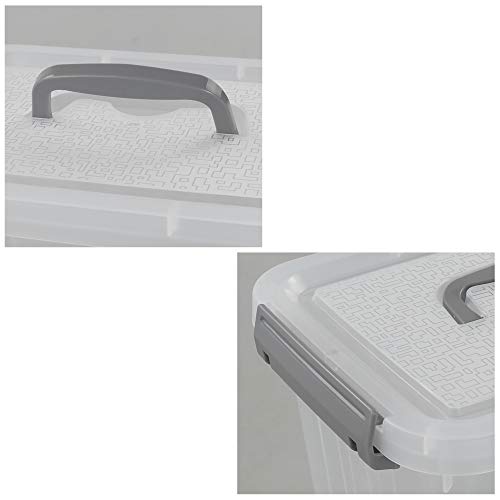 Lesbin 6-Pack Plastic Storage Box, 6 L Clear Storage Bins with Lid