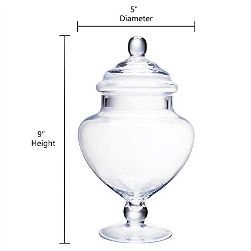 Diamond Star Clear Glass Apothecary Jars, Candy Buffet Display, Elegant Storage Jar, Decorative Wedding Candy Organizer Canisters (Height: 9" Body: 5")