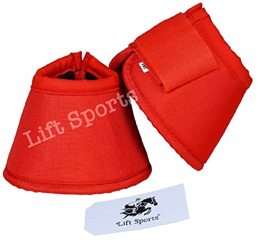 Lift Sports Horse Bell Boots 8 Colors Over Reach No Turn Bell Boots Wrap Tack Protection Equine (Medium, Orange)