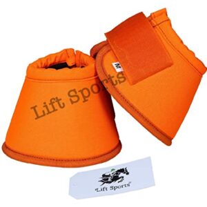 Lift Sports Horse Bell Boots 8 Colors Over Reach No Turn Bell Boots Wrap Tack Protection Equine (Medium, Orange)