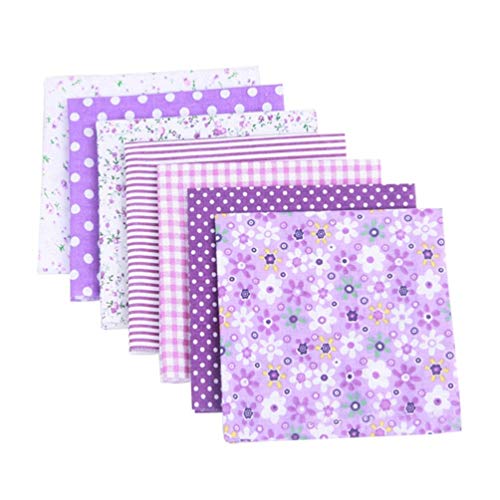 Artibetter Towel Sheets 7pcs Patchwork Fabric Quilting Fabric Squares Cotton Precut Quilt Sewing Floral Fabrics for DIY Craft (Purple) Quilted Fabric