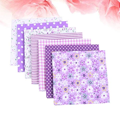 Artibetter Towel Sheets 7pcs Patchwork Fabric Quilting Fabric Squares Cotton Precut Quilt Sewing Floral Fabrics for DIY Craft (Purple) Quilted Fabric