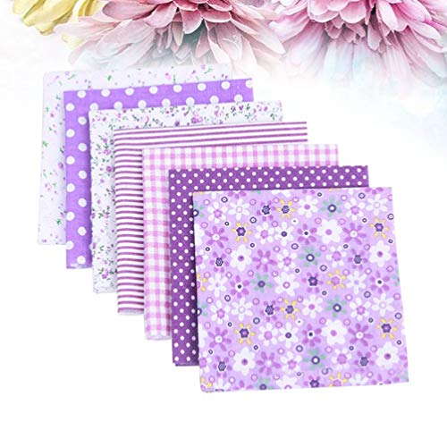 Artibetter Towel Sheets 7pcs Patchwork Fabric Quilting Fabric Squares Cotton Precut Quilt Sewing Floral Fabrics for DIY Craft (Purple) Quilted Fabric