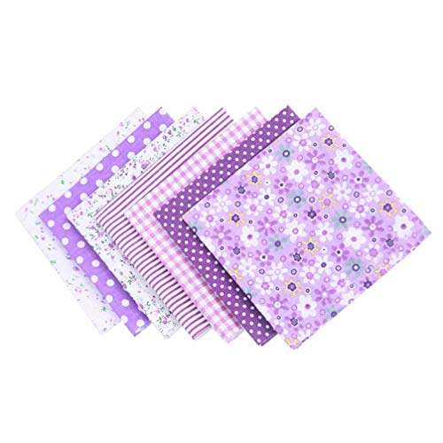 Artibetter Towel Sheets 7pcs Patchwork Fabric Quilting Fabric Squares Cotton Precut Quilt Sewing Floral Fabrics for DIY Craft (Purple) Quilted Fabric