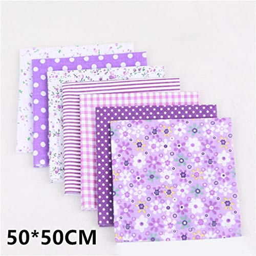 Artibetter Towel Sheets 7pcs Patchwork Fabric Quilting Fabric Squares Cotton Precut Quilt Sewing Floral Fabrics for DIY Craft (Purple) Quilted Fabric