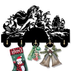 disney ariel cartoon key hooks,key holder, key hanger, wall hooks,wall key holder, key holders, personalized gift, home, housewarming gift, wedding gift (h5) black 12inch with 5 hooks (3) (4)