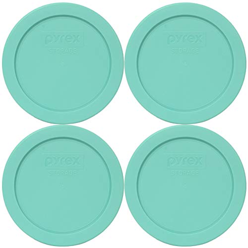 Pyrex Bundle - 4 Items: 7200-PC 2-Cup Sea Glass Plastic Food Storage Lid, Made in the USA