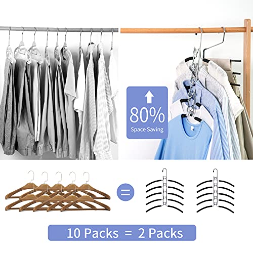 Nature Smile (4 Pack) 5 in 1 Anti Slip Metal Sweater Coat Hangers,Multi Layers T Shirt Wardrobe Clothes Rack,Heavy Duty Metal Space Saver Blouse Hanger Closet Storage Organizer