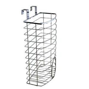 Dependable Industries Over the Cabinet Grocery Bag Holder Dispenser Basket Garbage Bag Rack Kitchen Storage Chrome