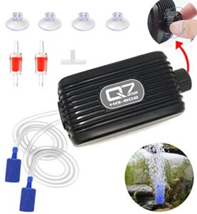 aquarium air pump for fist tank - small and quiet dual outlet aerator pump fish tank oxygen bubbler with aquarium air pump accessories air stones airline tube check valves