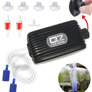 Aquarium Air Pump for Fist Tank - Small and Quiet Dual Outlet Aerator Pump Fish Tank Oxygen Bubbler with Aquarium Air Pump Accessories Air Stones Airline Tube Check Valves