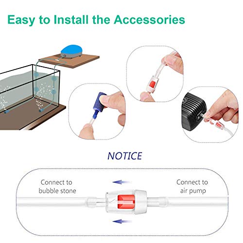 Aquarium Air Pump for Fist Tank - Small and Quiet Dual Outlet Aerator Pump Fish Tank Oxygen Bubbler with Aquarium Air Pump Accessories Air Stones Airline Tube Check Valves