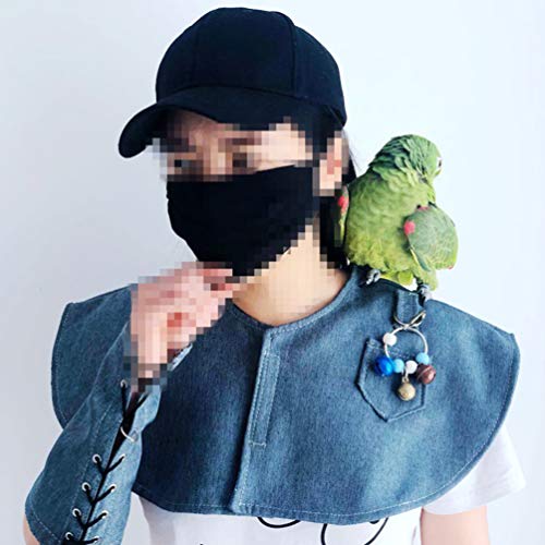 POPETPOP Parrot Anti-Scratch Shoulder Protector Multi-Purpose Bird Shoulder Shawl Bird Diaper Pad for Parakeets Cockatiels Conures Macaws Finches Lovebird Hang Bird Anklet & Toys