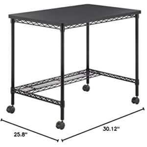 Safco Products Home Office Computer Wire Desk, Steel Frame, Melamine Top, Wheeled or Stationary Base, Great for Apartments and Dorms, Black