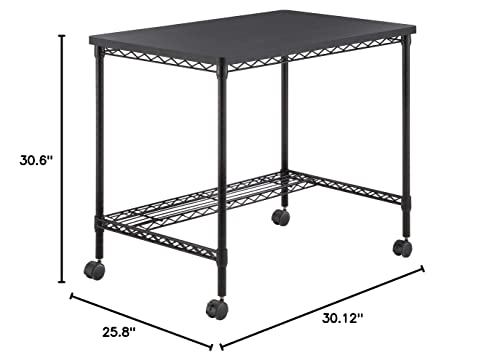 Safco Products Home Office Computer Wire Desk, Steel Frame, Melamine Top, Wheeled or Stationary Base, Great for Apartments and Dorms, Black