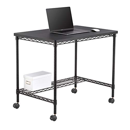 Safco Products Home Office Computer Wire Desk, Steel Frame, Melamine Top, Wheeled or Stationary Base, Great for Apartments and Dorms, Black