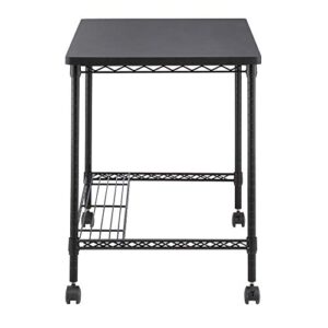 Safco Products Home Office Computer Wire Desk, Steel Frame, Melamine Top, Wheeled or Stationary Base, Great for Apartments and Dorms, Black