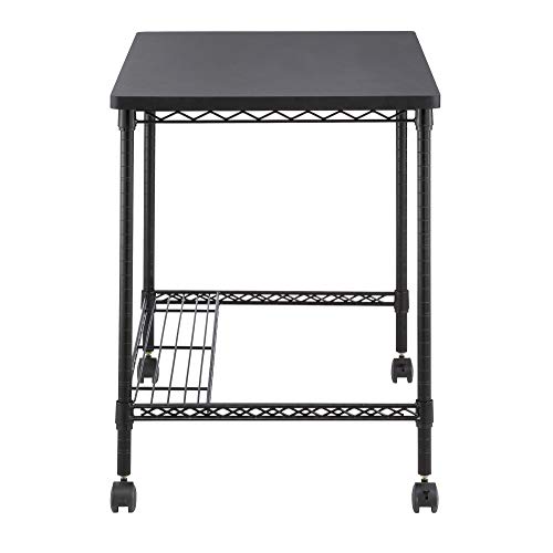 Safco Products Home Office Computer Wire Desk, Steel Frame, Melamine Top, Wheeled or Stationary Base, Great for Apartments and Dorms, Black