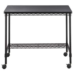 Safco Products Home Office Computer Wire Desk, Steel Frame, Melamine Top, Wheeled or Stationary Base, Great for Apartments and Dorms, Black