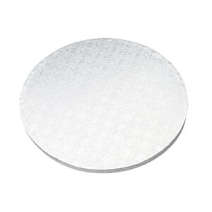 Spec101 Round Cake Boards Bulk 12pk - 10 Inch Cake Drum Round White Cardboard Base with 1/2 Inch Thick Smooth Foil Edge