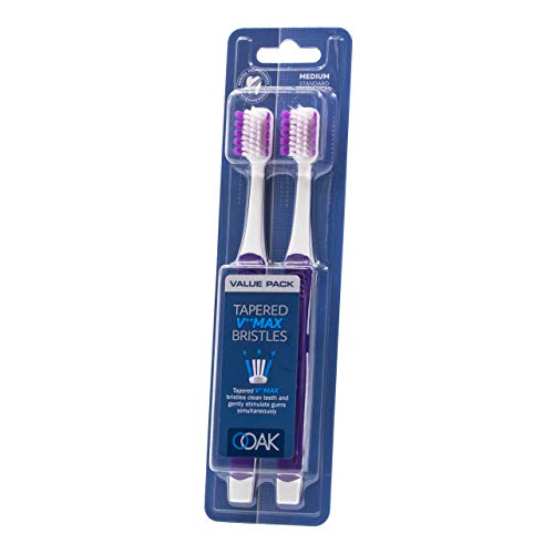 Ooak Toothbrush, Tapered V++Max Medium Bristles, 2 Count (Pack of 1) - Violet