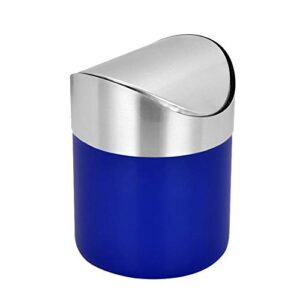 mini trash can for desk with lid desktop trash can small tiny countertop trash bin can for office bathroom kitchen waste basket 1.5 l / 0.40 gal rose red (navy blue)