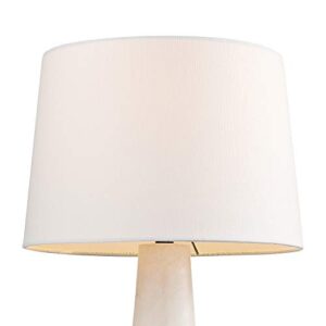 Globe Electric 67619 Serena 18" Table Lamp, Faux Stone Base, Accents, Fabric Shade, 5-Foot Clear Cord, Socket Rotary Switch, White with Gold