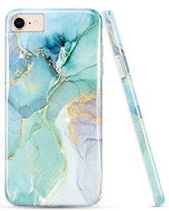 luolnh iphone se 2022 case/iphone se 2020 case,iphone 7 8 case,marble design,shockproof clear bumper tpu soft case rubber silicone skin cover case for iphone 6 6s 7 8(abstract mint)