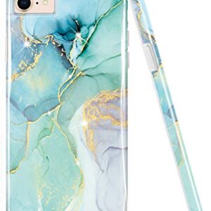 luolnh iPhone SE 2022 Case/iPhone SE 2020 Case,iPhone 7 8 Case,Marble Design,Shockproof Clear Bumper TPU Soft Case Rubber Silicone Skin Cover Case for iPhone 6 6s 7 8(Abstract Mint)