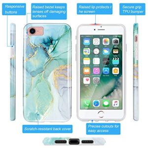 luolnh iPhone SE 2022 Case/iPhone SE 2020 Case,iPhone 7 8 Case,Marble Design,Shockproof Clear Bumper TPU Soft Case Rubber Silicone Skin Cover Case for iPhone 6 6s 7 8(Abstract Mint)