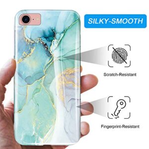 luolnh iPhone SE 2022 Case/iPhone SE 2020 Case,iPhone 7 8 Case,Marble Design,Shockproof Clear Bumper TPU Soft Case Rubber Silicone Skin Cover Case for iPhone 6 6s 7 8(Abstract Mint)