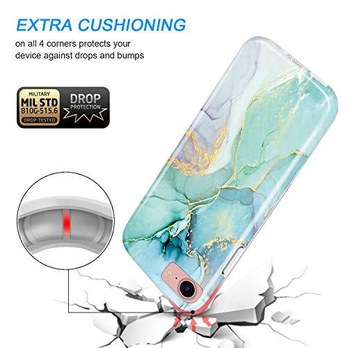 luolnh iPhone SE 2022 Case/iPhone SE 2020 Case,iPhone 7 8 Case,Marble Design,Shockproof Clear Bumper TPU Soft Case Rubber Silicone Skin Cover Case for iPhone 6 6s 7 8(Abstract Mint)