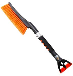 birdrock home 24" snow brush with detachable ice scraper for car | 9" wide bristle brush | size: car & small suv | lightweight aluminum body with ergonomic grip